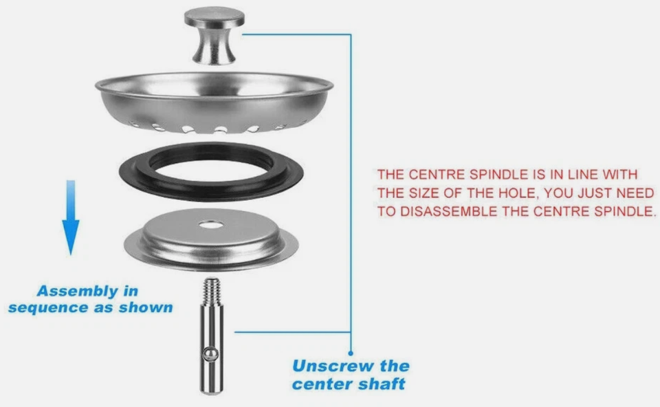 Premium Stainless Steel Replacement Kitchen Sink Drain Waste Plug ...