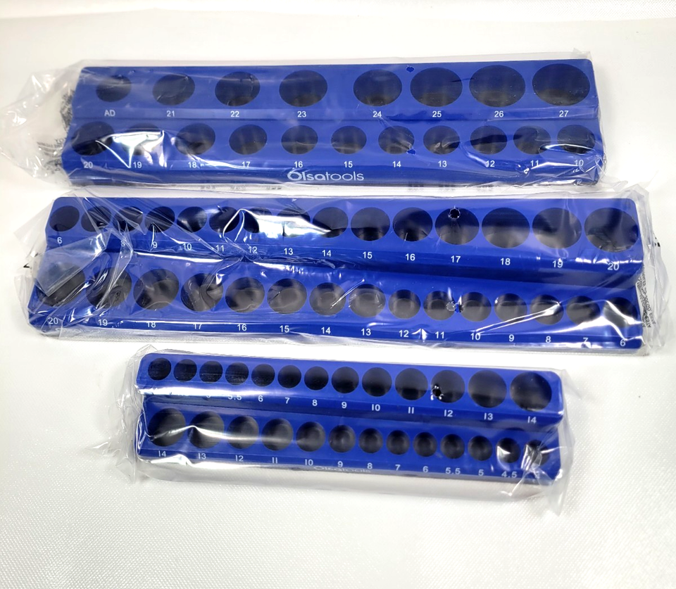 Olsa Tools Magnetic Socket Organizer | 3 Piece Socket Holder Kit | 1/2 ...