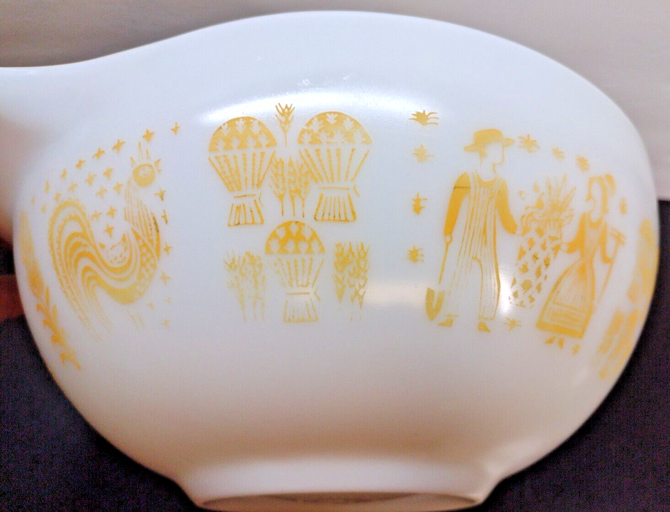 VINTAGE PYREX # 444 PUMPKIN ORANGE AMISH BUTTERPRINT CINDERELLA BOWL 4 ...