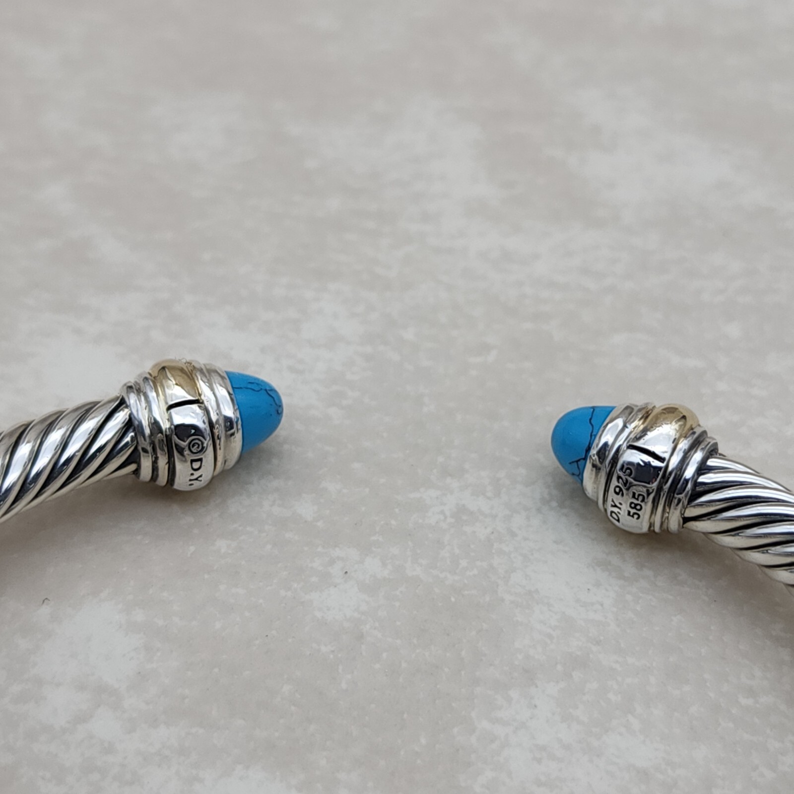 David Yurman 5mm Turquoise Cable Classic Bracelet Wit… - Gem