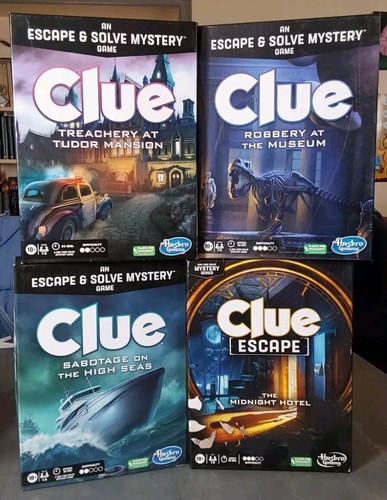 Clue Escape Mystery Games Lot 5 Hasbro Escape Room Board Games Complete ...