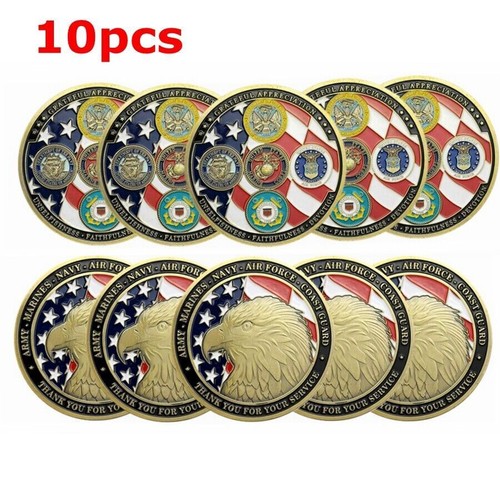 10pcs 50mm US Military Family Challenge Coin Veteran Army Navy Armed ...