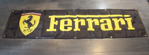 Ferrari Racing Big Banner Flag 2x8 ft Black Auto Motorsports Car Garage ...