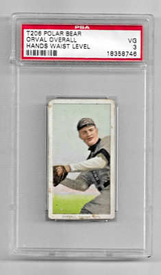 1909-1911 T206 POLAR BEAR TOBACCO BASEBALL CARD PSA 3 ORVAL OVERALL ...