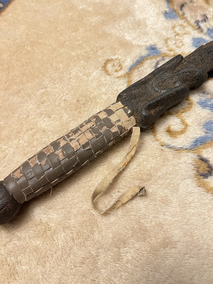 RARE Set 2 Vintage Chinese Dao Sword Breaker Shaped Mace Long Jian ...