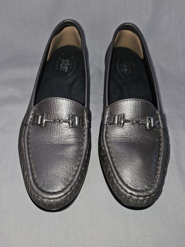 SAS Metro Slip On Loafer Women's 8N Comfort Shoe Pewter Bit Metal ...