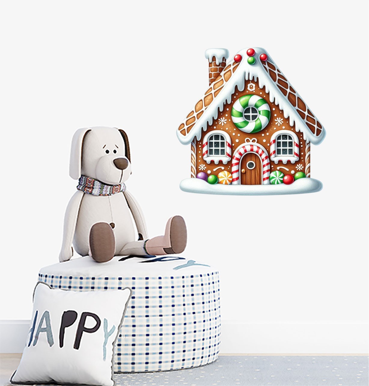 Christmas Gingerbread House Wall Art Bedroom Nursery Vinyl Sticker ...