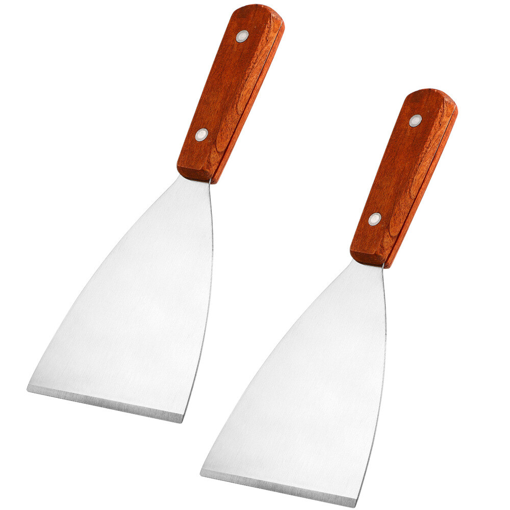 2PCS Short Grill Scraper Grill Spatula Slant Griddle Scraper Steak ...