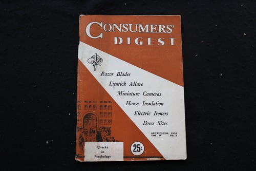 1938 SEP CONSUMERS' DIGEST MAGAZINE - QUACKS IN PSYCHOLOGY COVER - K ...