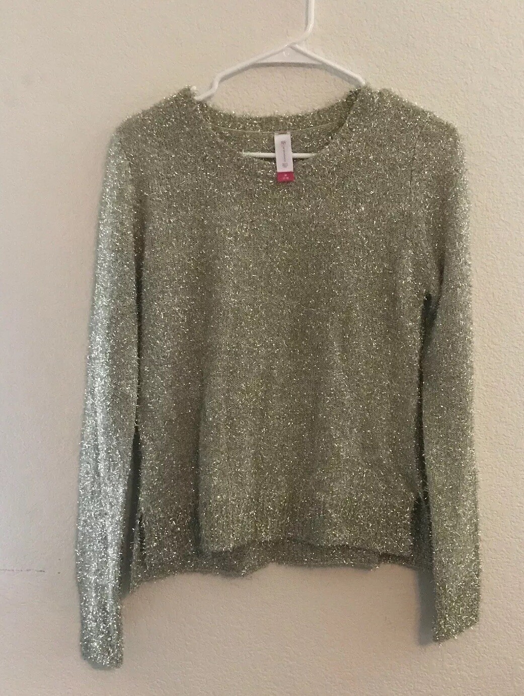 No Boundaries Gold Metallic Fuzzy Sweater Juniors 7-9 - Gem