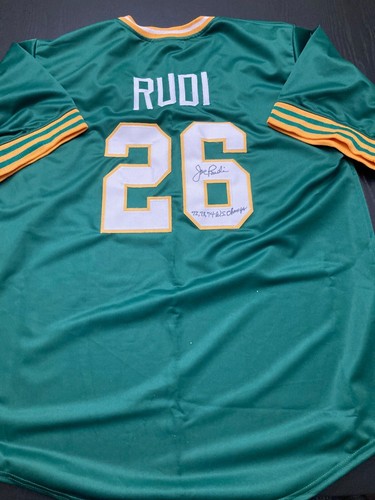 Oakland A's Joe Rudi signed Jersey with WCOA and 3X WS Champ ...
