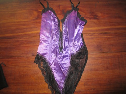 NEW AUTHENTIC PLAYBOY GINGHAM STRAPLESS PURPLE BASQUE/CORSET UK 12/16 ...