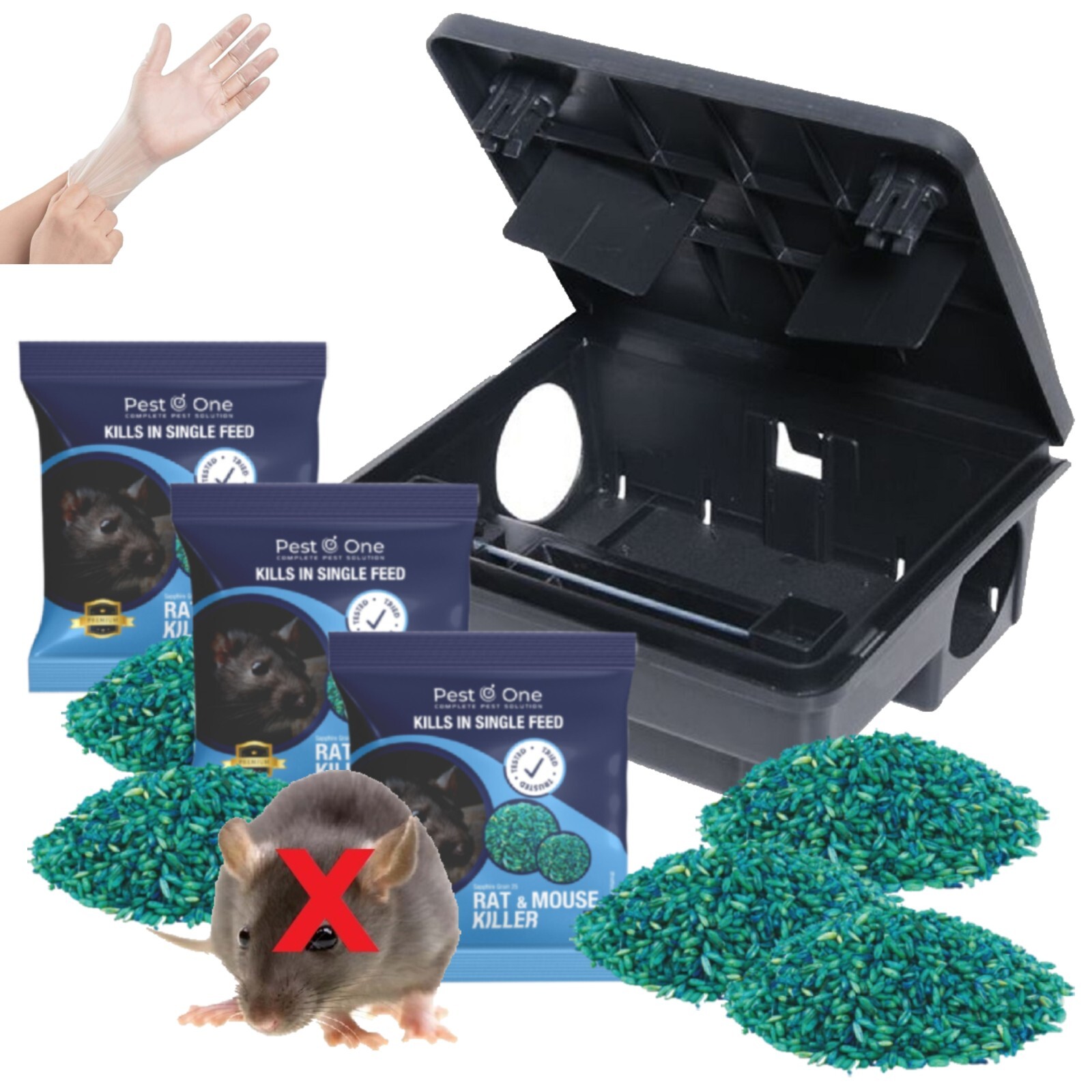 PROFESSIONAL Rodent Rat Box Station & STRONGEST POISON Single Feed ...