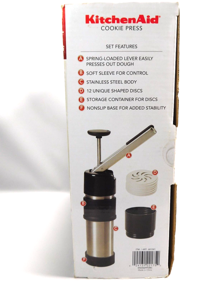 KitchenAid Cookie Press Set 12 Disc Stainless Steel/Black NEW **read ...