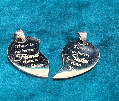 Split Heart Pendant Sisters Friends Elsa Arendelle Frozen Silver Tone 1 ...