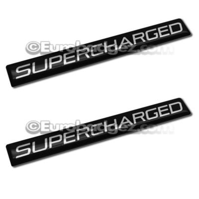 2 - NEW Embossed Aluminum SUPERCHARGED Badge Emblem SUPERCHARGED Black ...