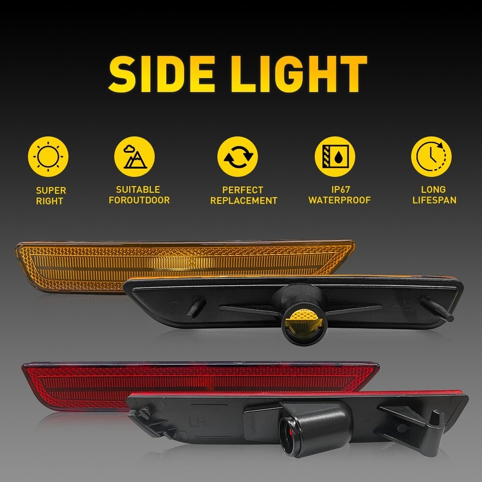 1/2/3SET Front&Rear Side Marker Light Cover For 2010-2014 Ford Mustang ...