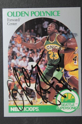 Olden Polynice Seattle SuperSonics Autographed 1990 NBA Hoops Signed ...