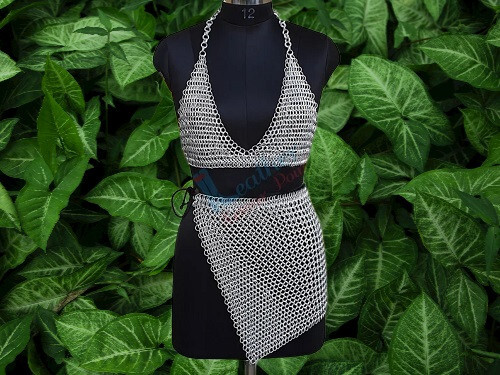 Chain-mail Halter Top, With Side Cut Skirt, Aluminium Costume, Women's ...