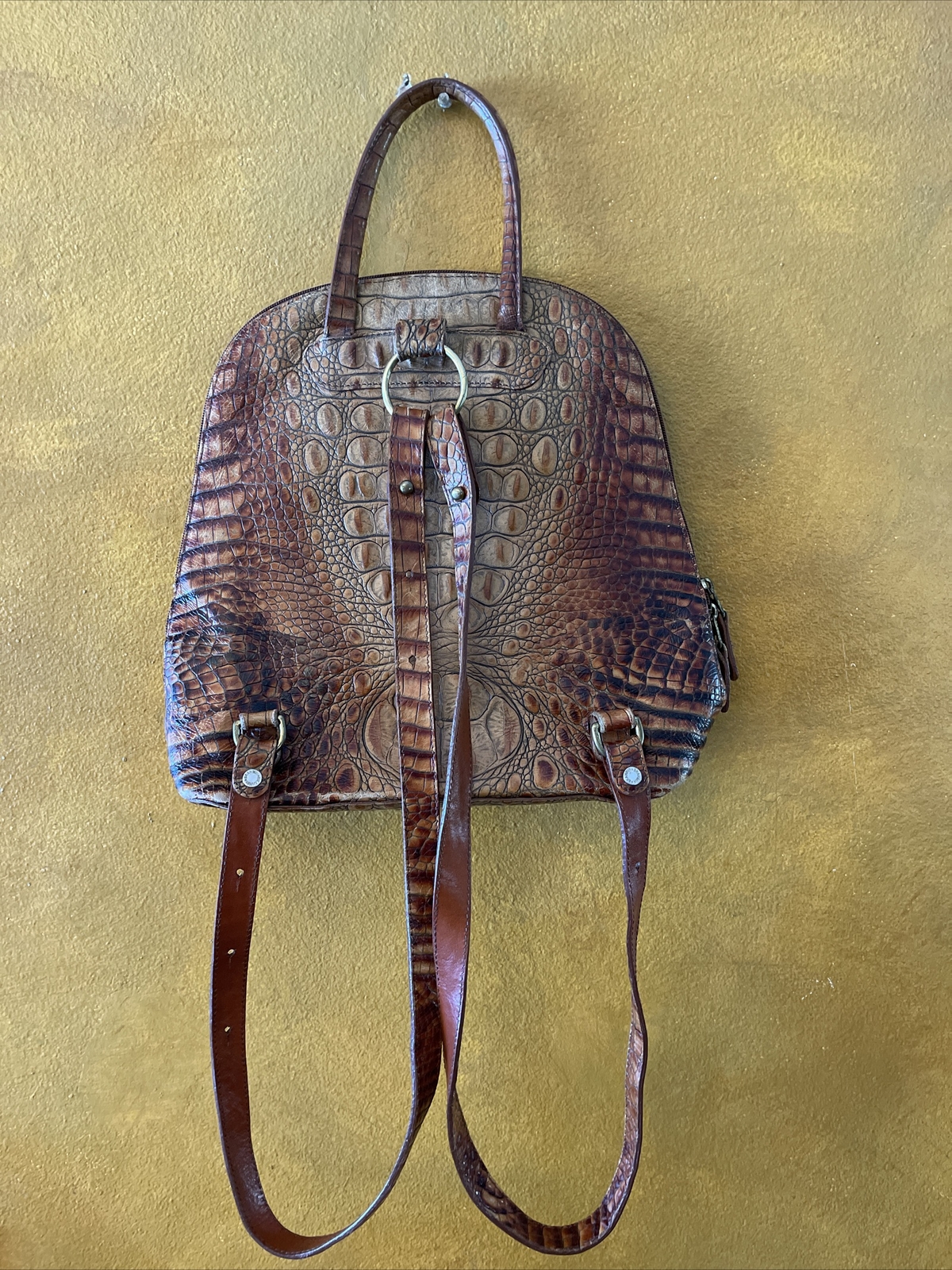 Mini Brahmin Alligator Leather Backpack (Pecan Color) - Gem