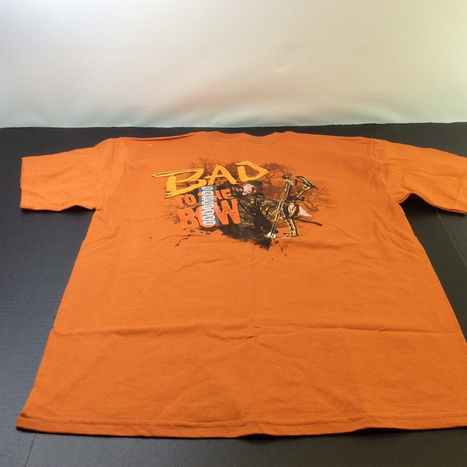 Buck Wear T Shirt Hunting Bad To The Bow L Orange Graphic Cotton SS NWT ...