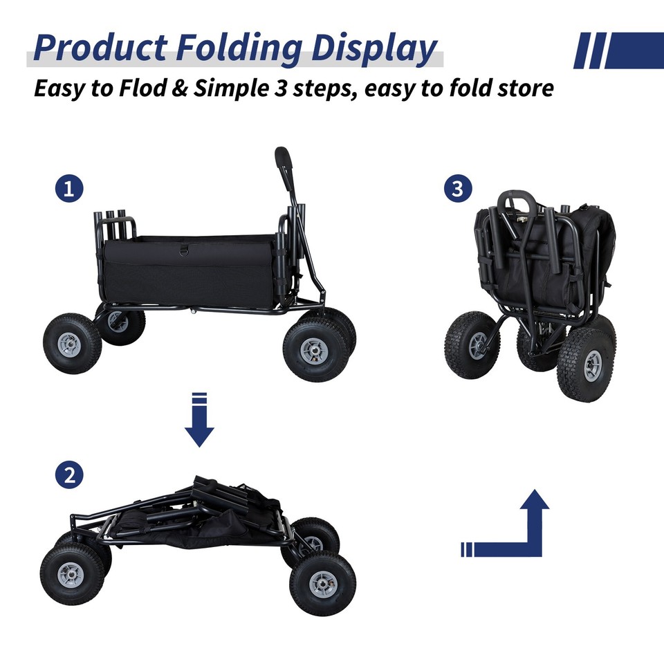 Collapsible Fishing Cart for Sand Beach Wagon Heavy Duty Garden Cart | eBay