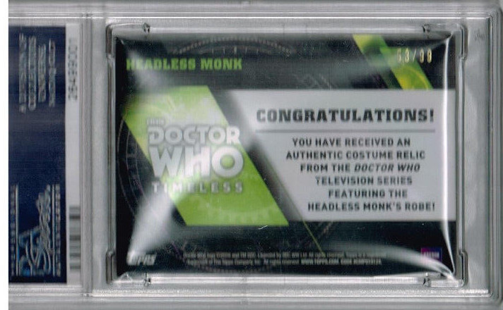 2016 Doctor Who Timeless Headless Monk Costume Relic - Blue Foil PSA 10 ...