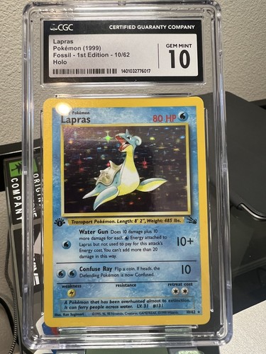 Lapras - Fossil - 1ST EDITION - Holo Rare #10 CGC 10 Gem Mint - Pokemon ...