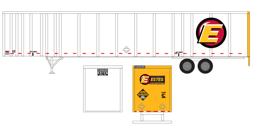 HO Scale - Semi-Trailer Estes 53ft Round Logo | eBay