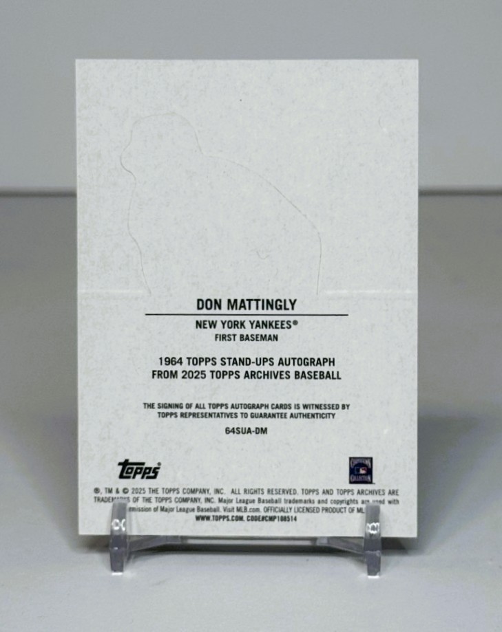 2025 Topps Archives Don Mattingly 1964 Stand-Ups Autograph HOF On Card ...