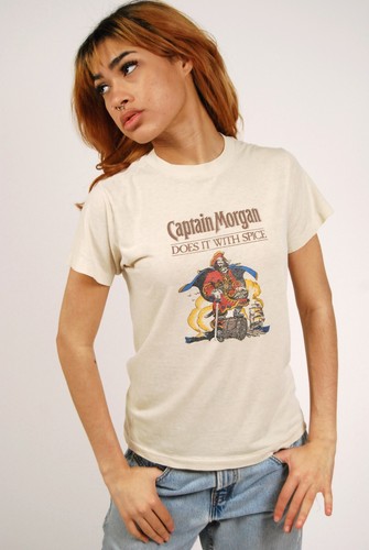 70s Captain Morgan T-shirt (M) vintage cream rum men women medium ...