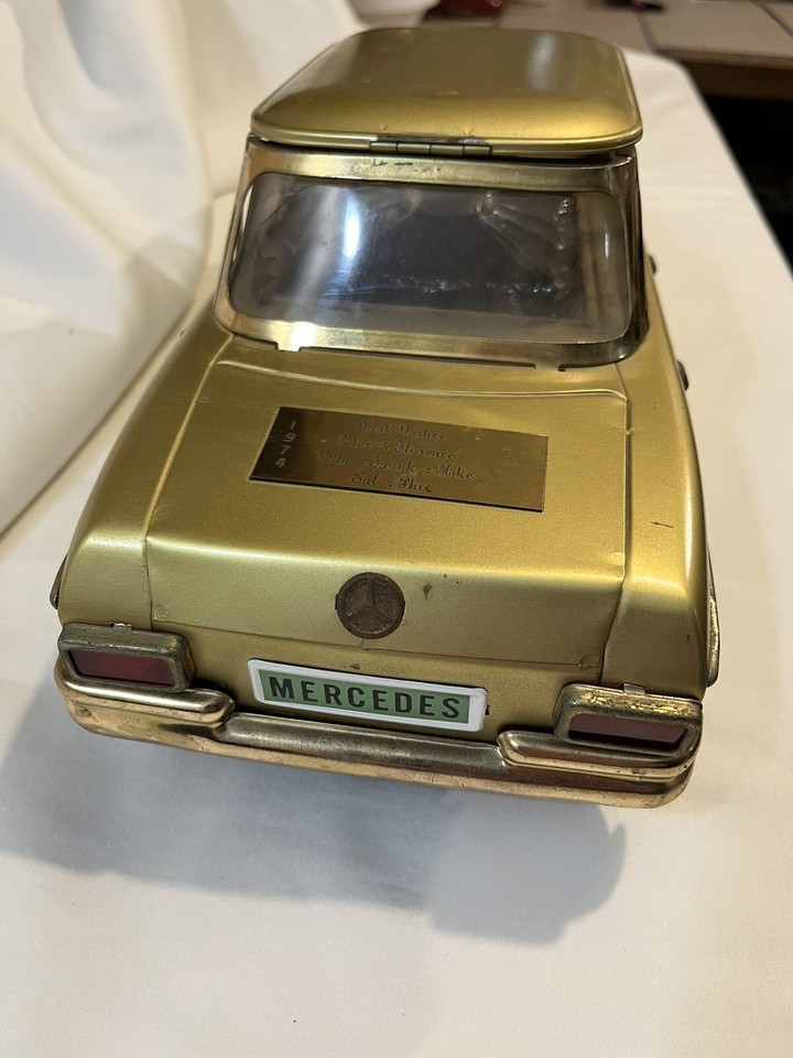 Vintage Metal MERCEDES Benz Glass DECANTER Barware Antique Decor ...