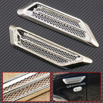 2pcs Chrome Car SUV Air Flow Fender Side Vent Decor Stickers Accessory ...