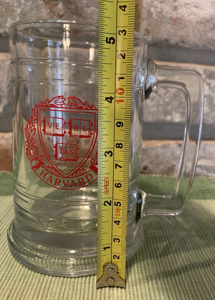 Harvard University Beer Mug Ivy League College Red Crest Clear Glass | eBay