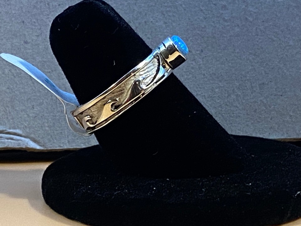 Light Blue Opal with Sterling Silver Band (sizes available below) | eBay