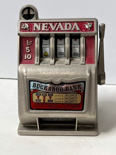 Vintage BUCKAROO BANK Las Vegas Metal Bank Slot Machine Toy Nevada ...