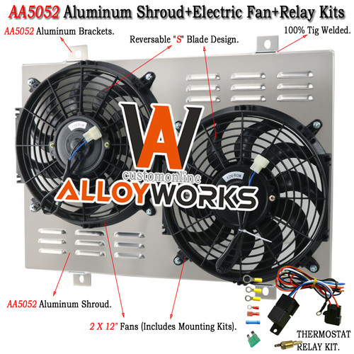 Electric Radiator Fan+Aluminum Shroud Kit For Ford Mustang Mercury ...