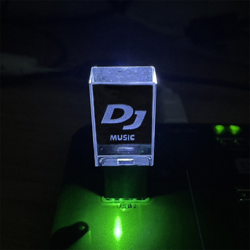 Logo Crystal DJ LED 8GB 16GB 32GB 64GB 128GB USB 2.0 Flash Drive with ...
