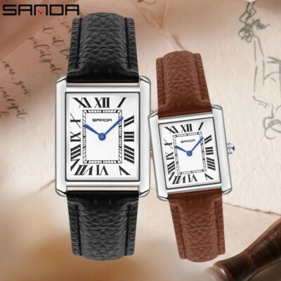 Sanda Watch Tank Style Men’s Quartz Stainless Steel Deployant Clasp NEW ...