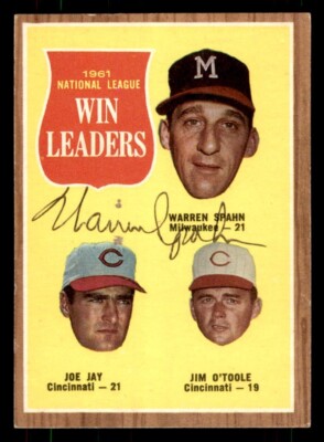 1962 Topps Baseball #58 N.L. Win Leaders (Warren Spahn) Signed Auto (no ...