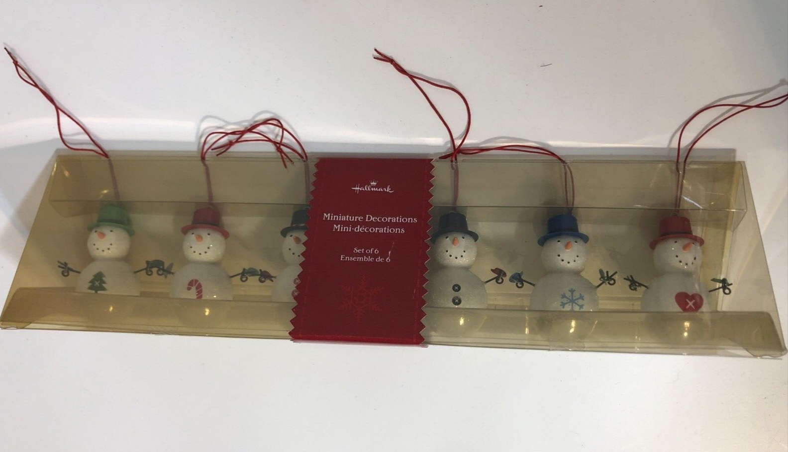 Hallmark Set of 6 Mini Christmas Decorations Ornaments Sparkle Snowmen ...
