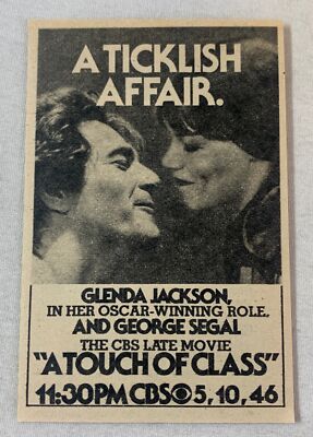 1978 small CBS tv ad~ movie A TOUCH OF CLASS Glenda Jackson, George ...