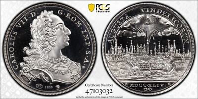 PCGS Augsburg 1744"1977 SP67 Silver City View Taler Restrike Proof ...