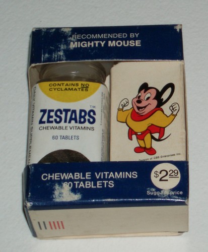 1970 Terrytoons MIGHTY MOUSE ZESTABS kids vitamins in box | eBay