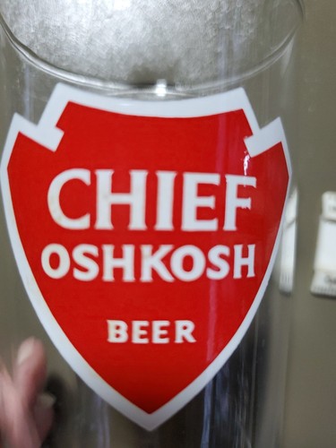Chief Oshkosh Beer Shell Glass SOLID RED Arrowhead. CLEAN AND CLEAR 4 1 ...