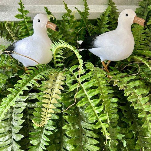 Life Like Realistic Sea Gull White&Black Feathered Seagull Nautical ...