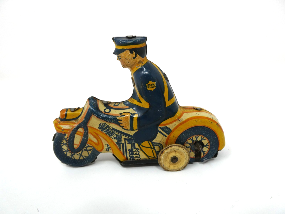VTG 1930's LOUIS MARX MYSTIC TRICKY POLICE MOTORCYCLE TIN WIND-UP TOY ...