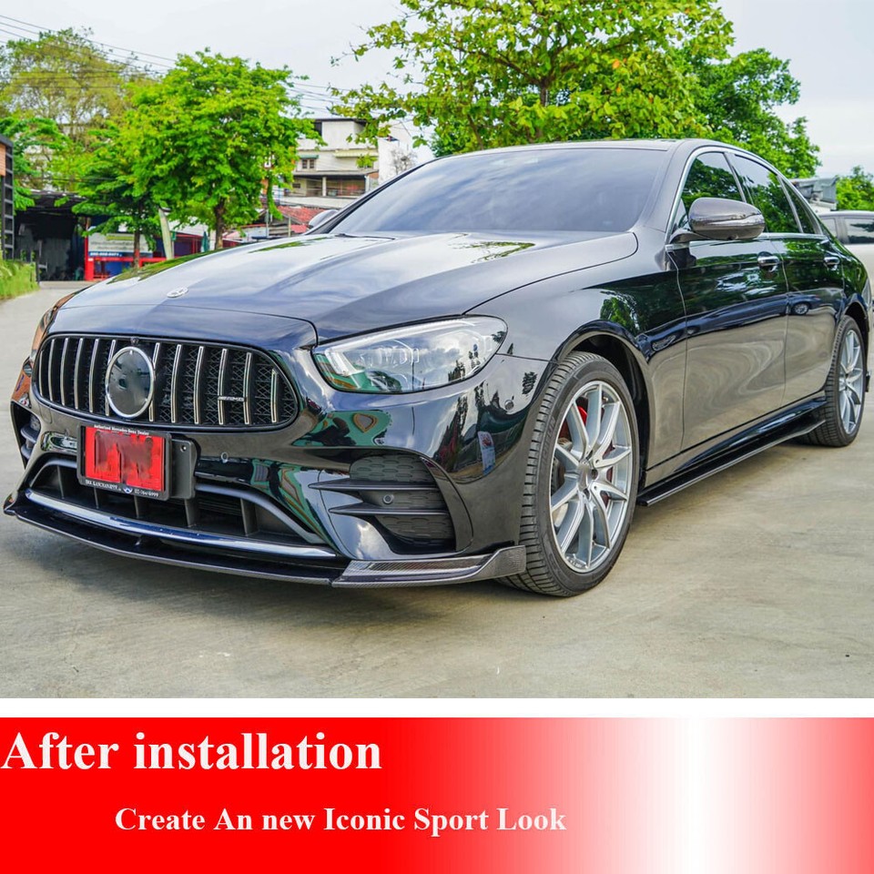 REAL CARBON Side Skirts Extension Lips For Mercedes W213 E43 E53 E63 ...