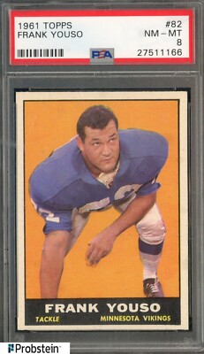 1961 Topps Football #82 Frank Youso Minnesota Vikings PSA 8 NM-MT | eBay