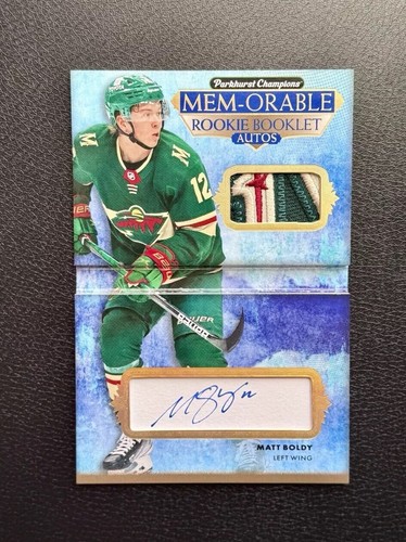 2022-23 Parkhurst Champions Men-orable Rookie Booklet Auto Matt Boldy ...